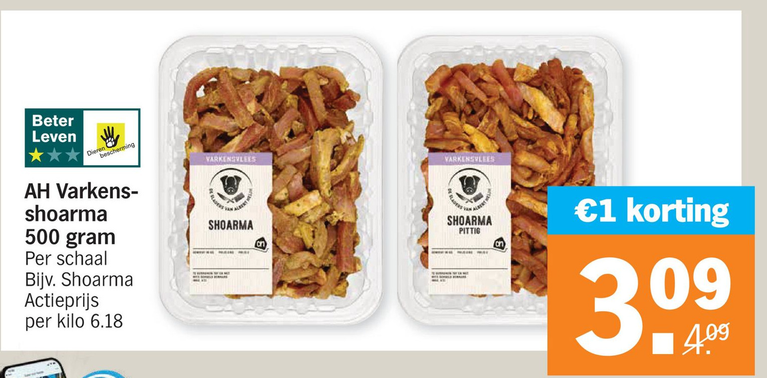 AH Varkens- shoarma aanbieding bij Albert Heijn
