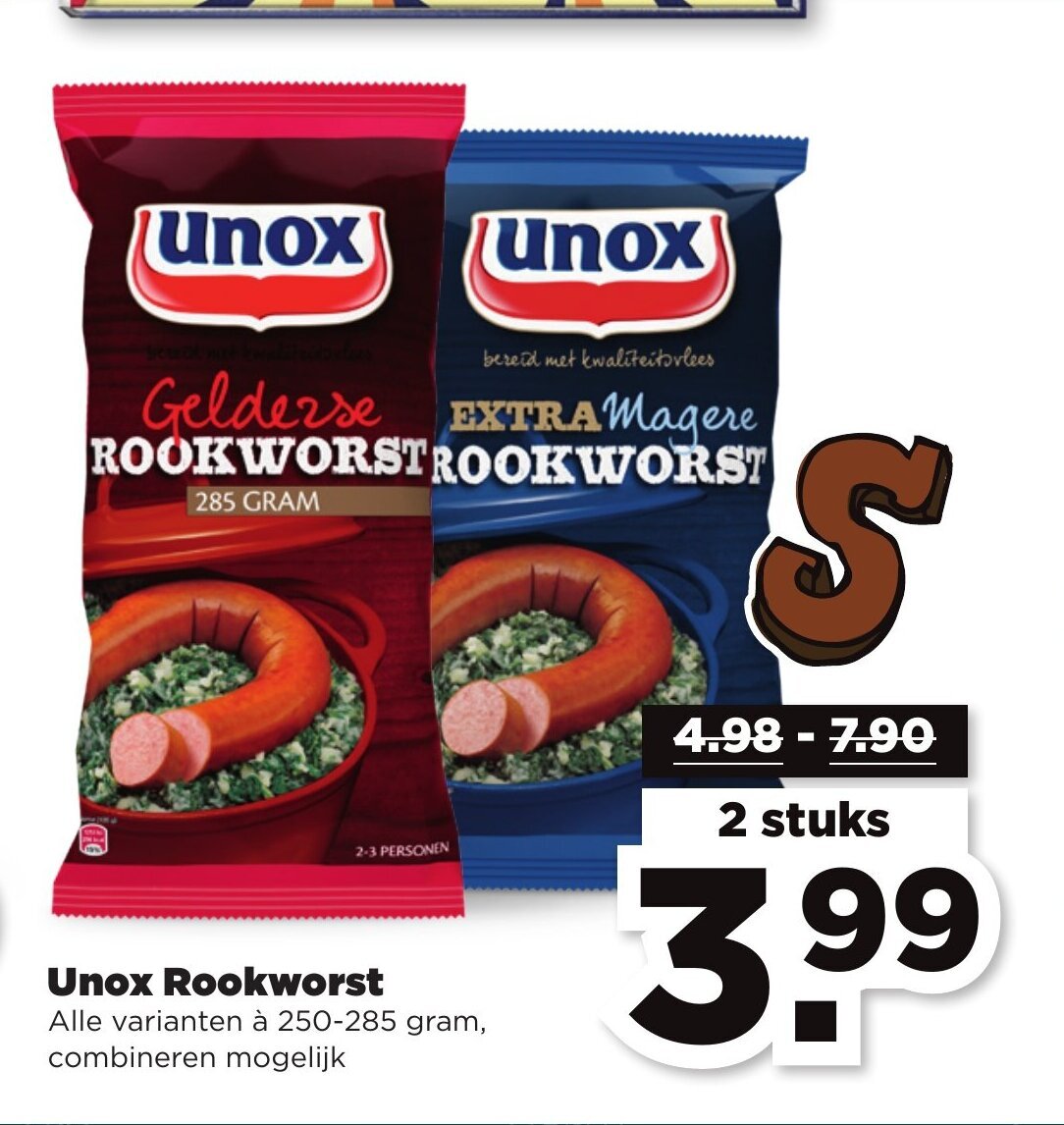 Unox Rookworst 250-285g aanbieding bij PLUS