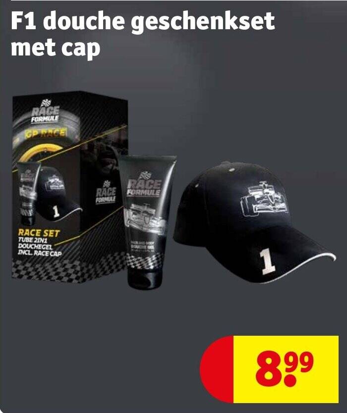 F1 douche geschenkset met cap aanbieding bij Kruidvat