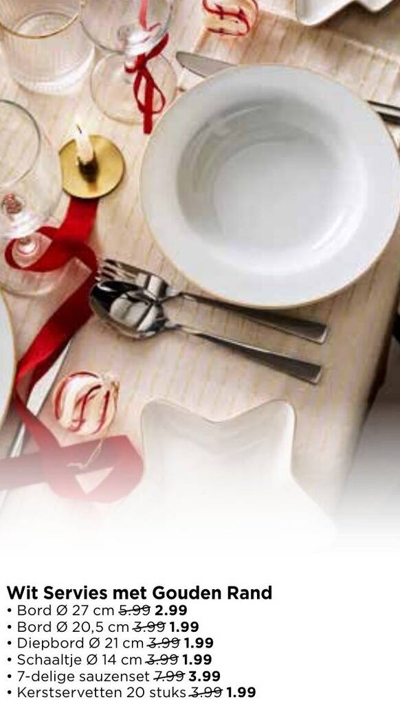 Wit Servies met Gouden Rand aanbieding bij Vomar Voordeelmarkt