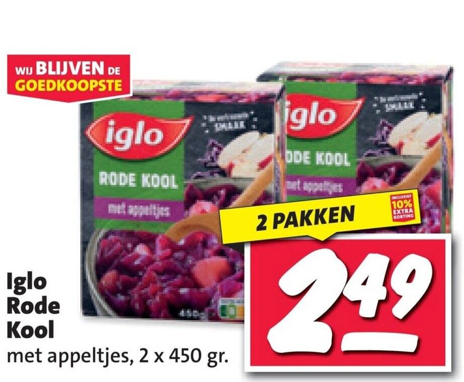 Iglo rode kool 450 gr. aanbieding bij Nettorama