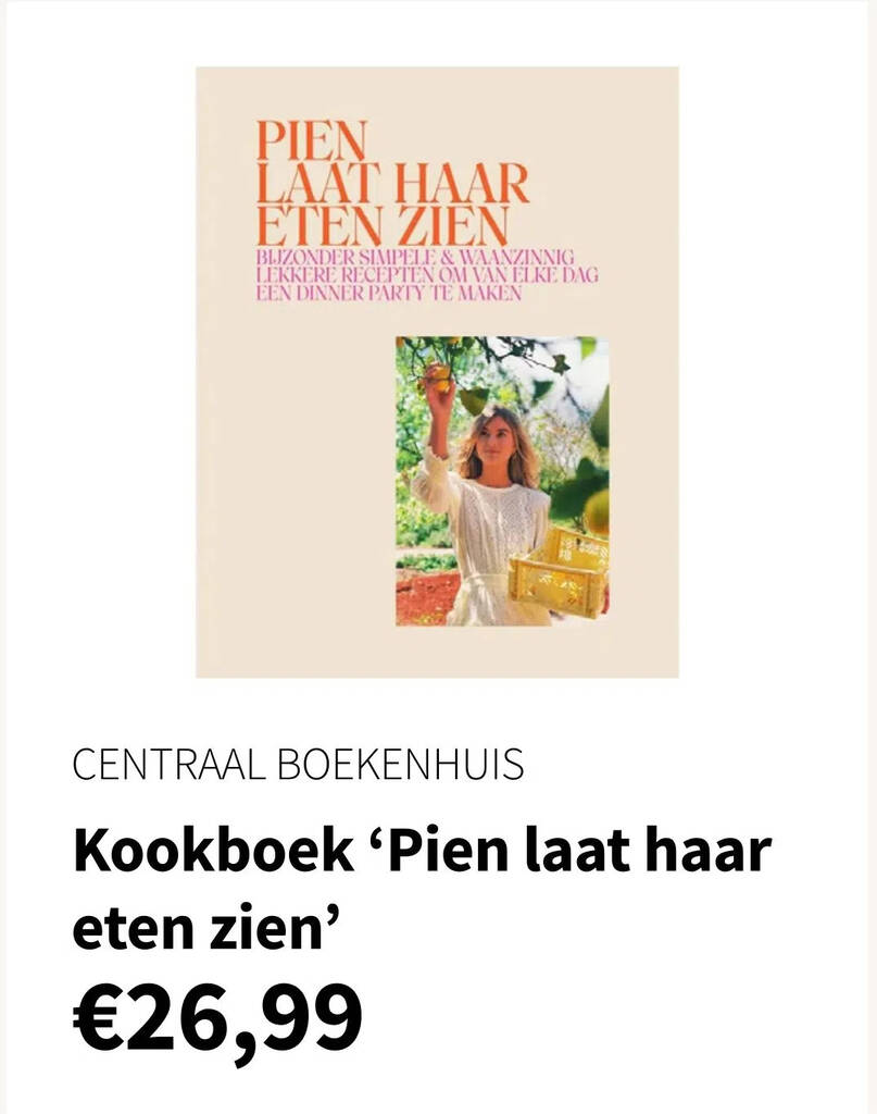Centraal Boekenhuis Kookboek Pien Laat Haar Eten Zien Aanbieding Bij 1368