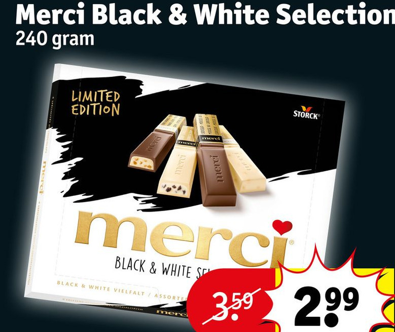 Merci Black & White Selection aanbieding bij Kruidvat