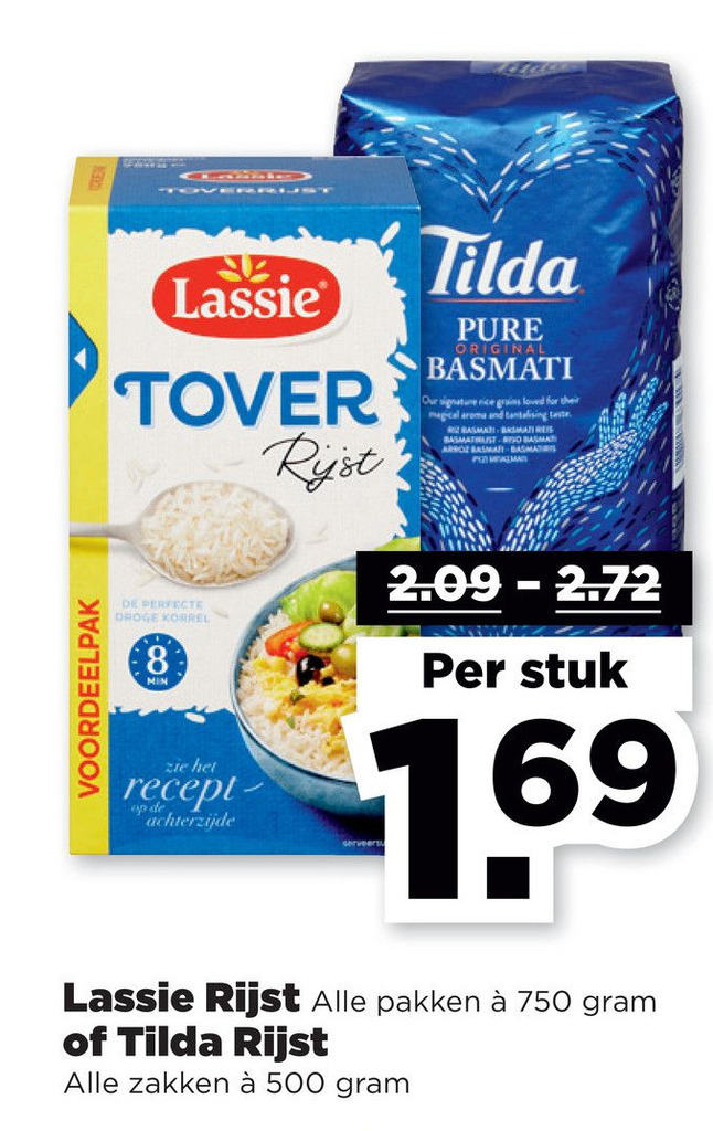 Lassie Rijst of Tilda Rijst aanbieding bij PLUS