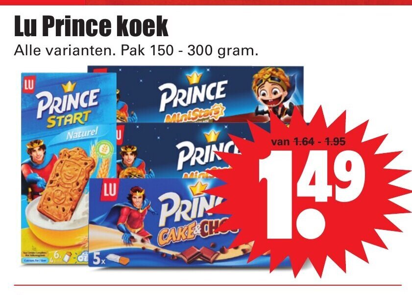 LU Prince koek 150-300g aanbieding bij Dirk