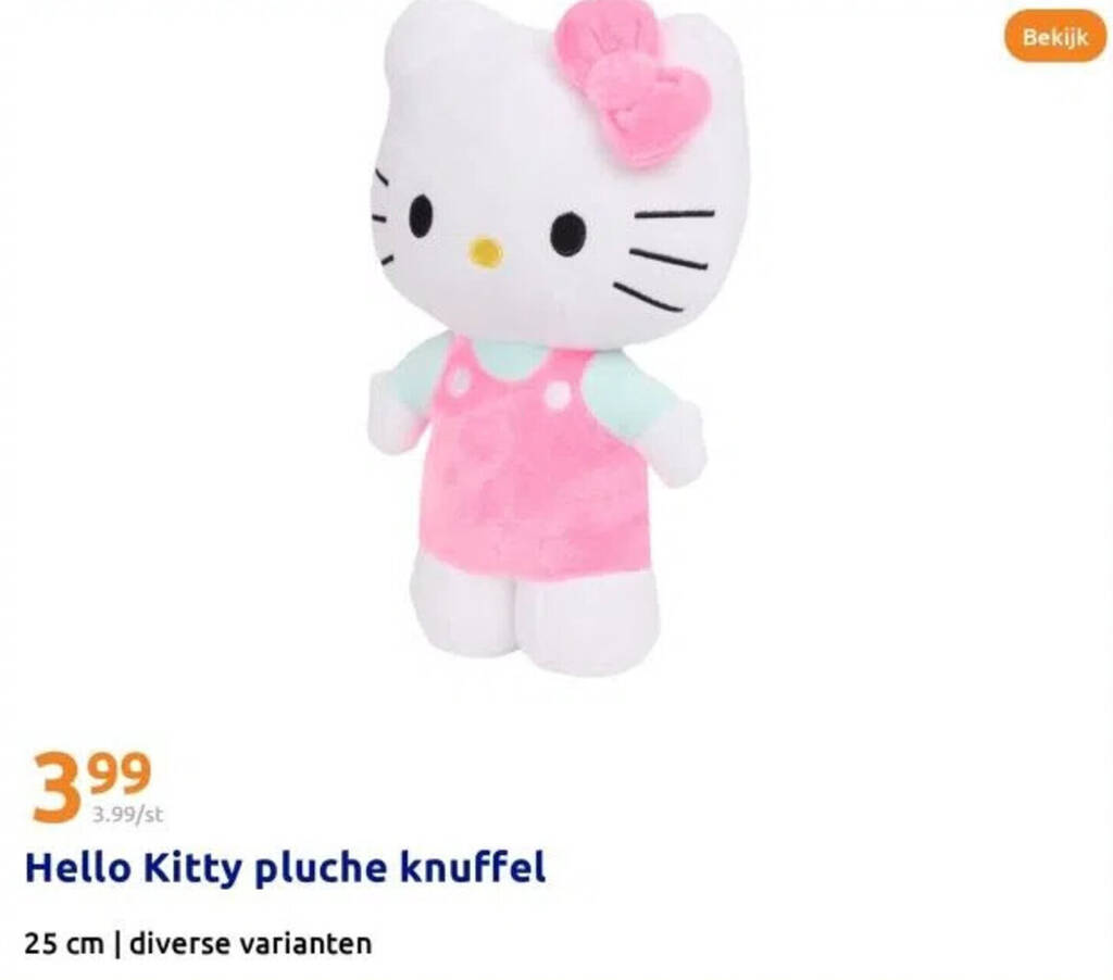 Hello Kitty pluche knuffel 25 cm aanbieding bij Action