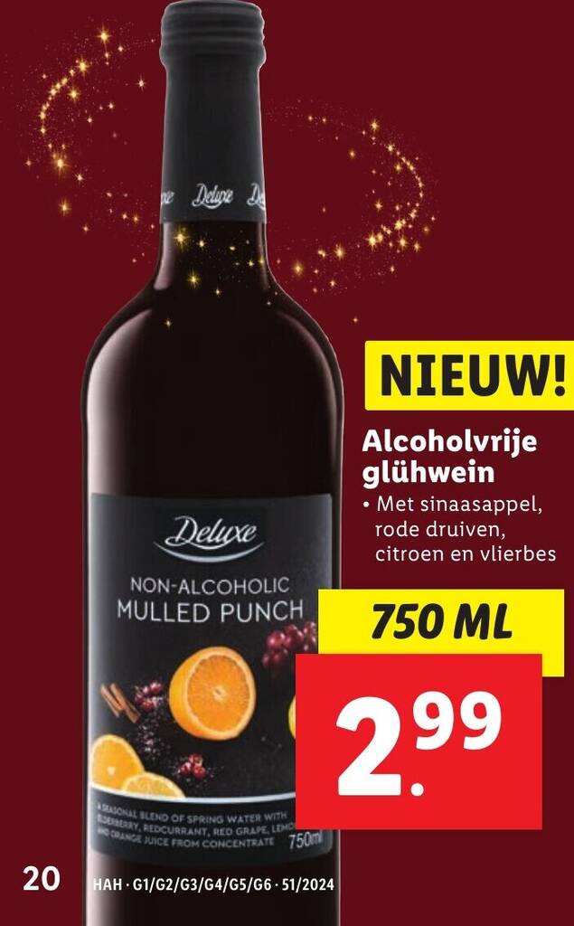 Alcoholvrije glühwein 750 ml aanbieding bij Lidl Geldig van 16-12-2024
