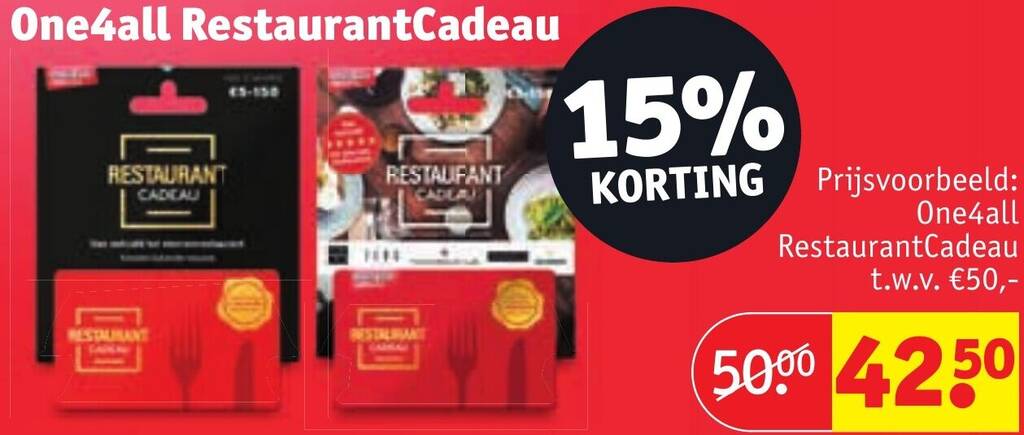 One4all RestaurantCadeau aanbieding bij Kruidvat
