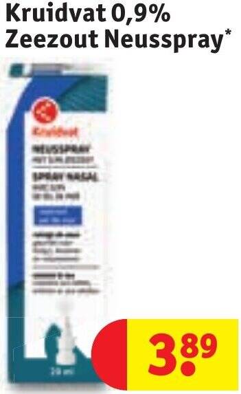Kruidvat 0,9% Zeezout Neusspray aanbieding bij Kruidvat