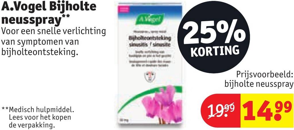 A.Vogel Bijholte neusspray aanbieding bij Kruidvat