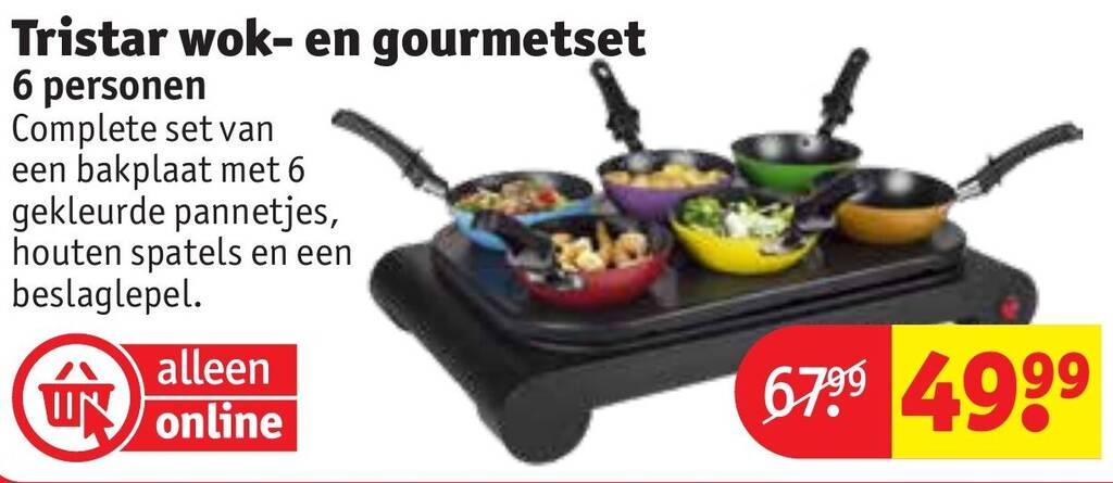 Tristar wok- en gourmetset aanbieding bij Kruidvat