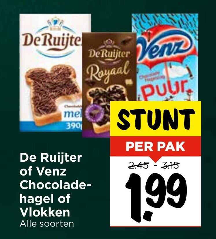 De Ruijter of Venz Chocolade hagel of Vlokken aanbieding bij Vomar ...