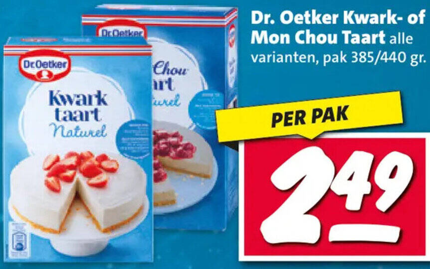 Dr. Oetker Kwark- of Mon Chou Taart 385-440 g aanbieding bij Nettorama