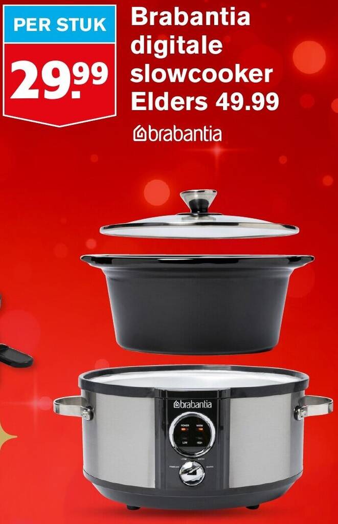 Brabantia digitale slowcooker aanbieding bij Hoogvliet