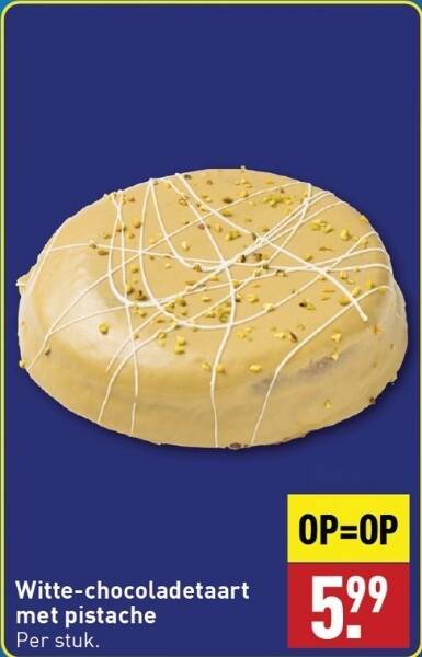 Witte chocoladetaart met pistache aanbieding bij ALDI