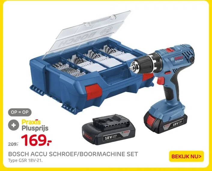 BOSCH ACCU SCHROEF/BOORMACHINE SET aanbieding bij Praxis