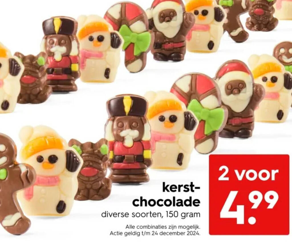 Kerstchocolade 150 gram aanbieding bij HEMA