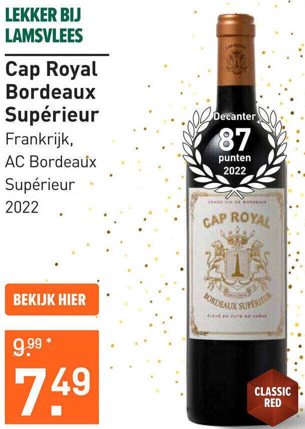 Cap Royal Bordeaux Supérieur aanbieding bij Gall & Gall