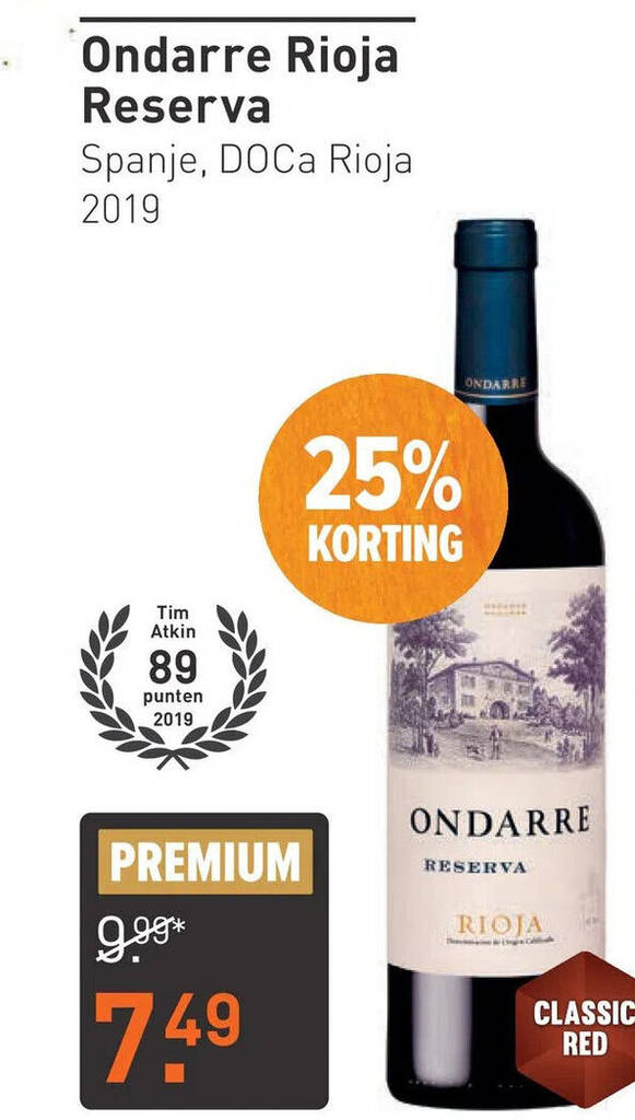 Ondarre Rioja Reserva aanbieding bij Gall & Gall