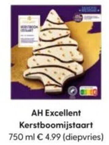 AH Excellent Kerstboomijstaart 750 ml aanbieding bij Albert Heijn