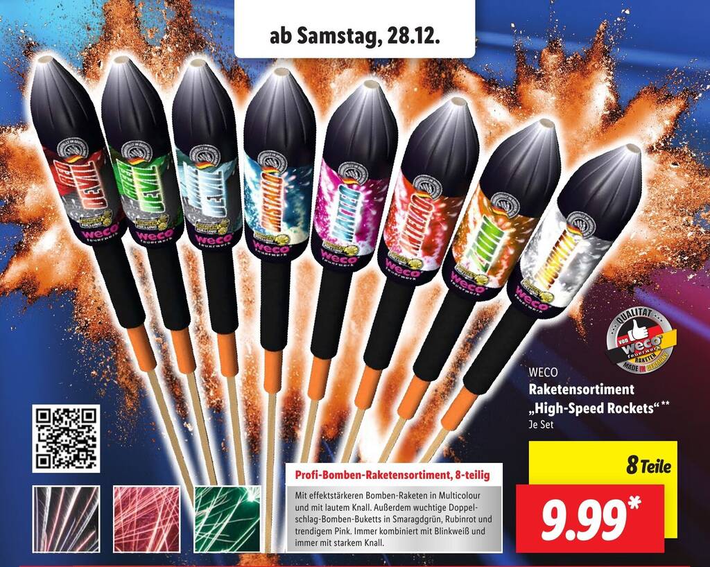 Weco raketensortiment high speed rockets aanbieding bij Lidl
