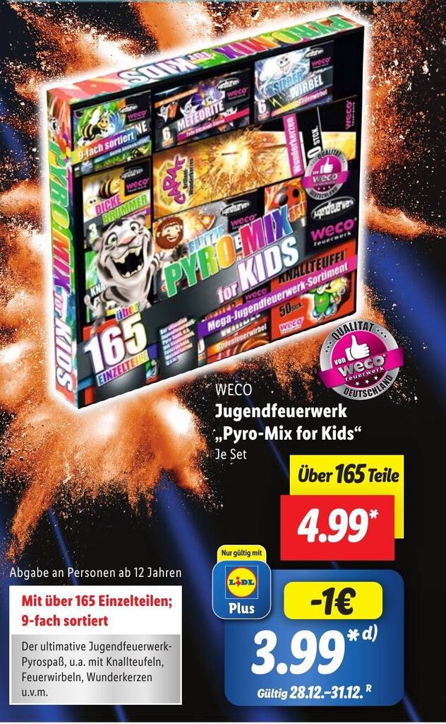 Weco jugendfeuerwerk pyro mix for kids aanbieding bij Lidl