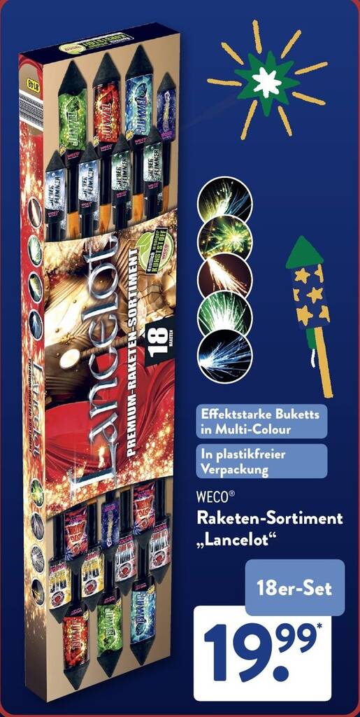 Weco raketen sortiment lancelot 18 SET aanbieding bij ALDI