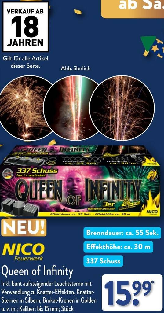 NICO Feuerwerk Queen of Infinity aanbieding bij ALDI