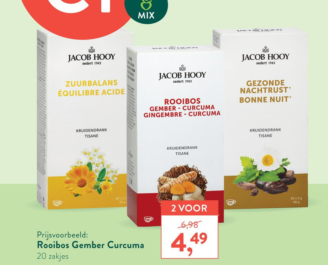 Jacob Hooy Rooibos Gember Curcuma aanbieding bij Holland & Barrett