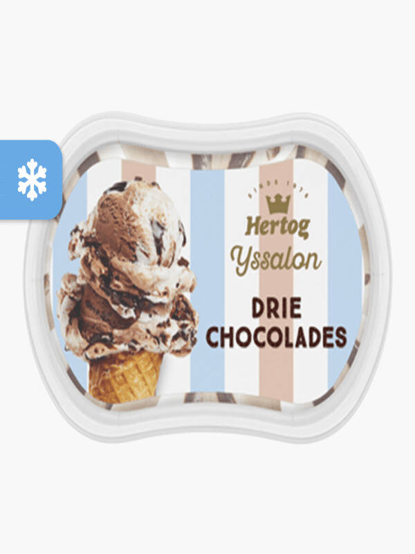 Hertog Ijssalon mini ijs 3 chocolades 200ml aanbieding bij Flink