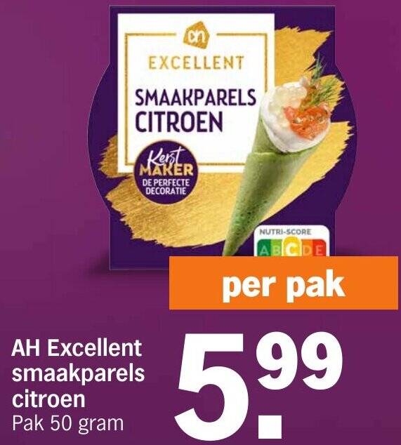 AH Excellent smaakparels citroen 50 gram aanbieding bij Albert Heijn € 5,99