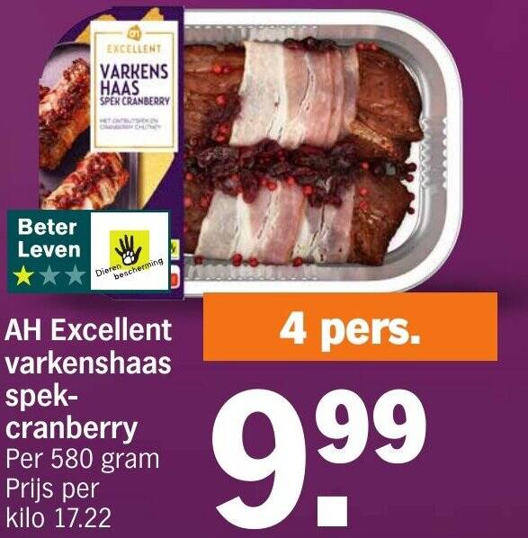 AH Excellent varkenshaas spek cranberry 580 gram aanbieding bij Albert ...
