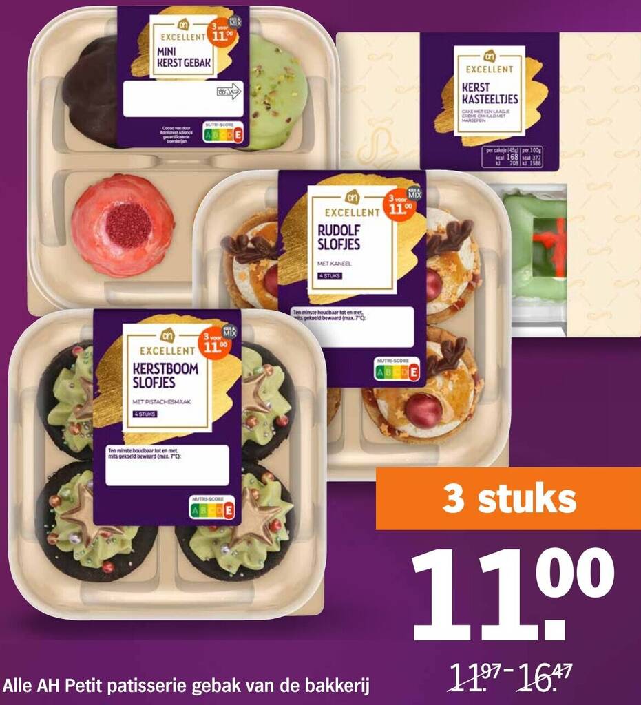 Alle AH Petit patisserie gebak van de bakkerij aanbieding bij Albert Heijn