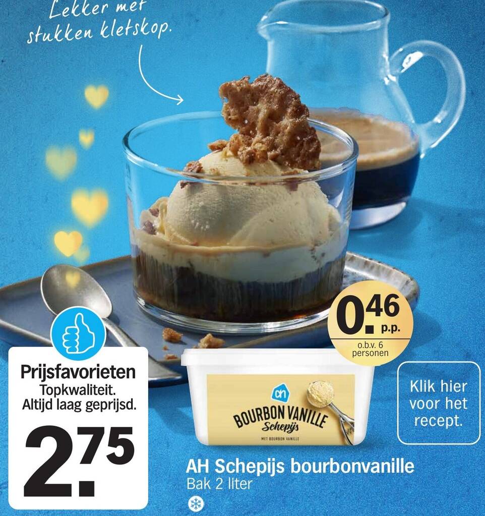AH Schepijs bourbonvanille 2 liter aanbieding bij Albert Heijn