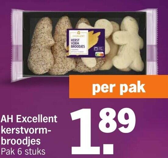AH Excellent kerstvorm broodjes aanbieding bij Albert Heijn