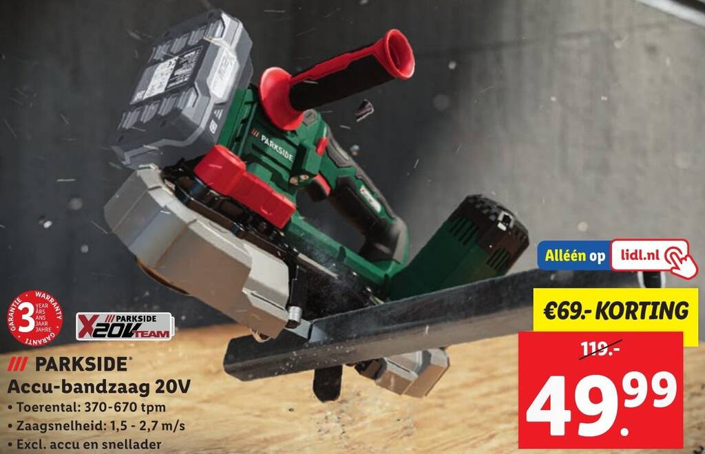 PARKSIDE Accu-bandzaag 20V aanbieding bij Lidl