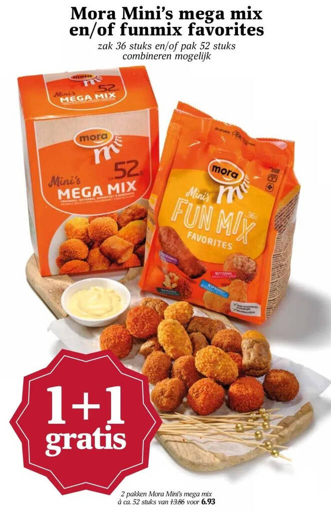 Mora Mini's mega mix en/of funmix favorites aanbieding bij MCD Supermarkt