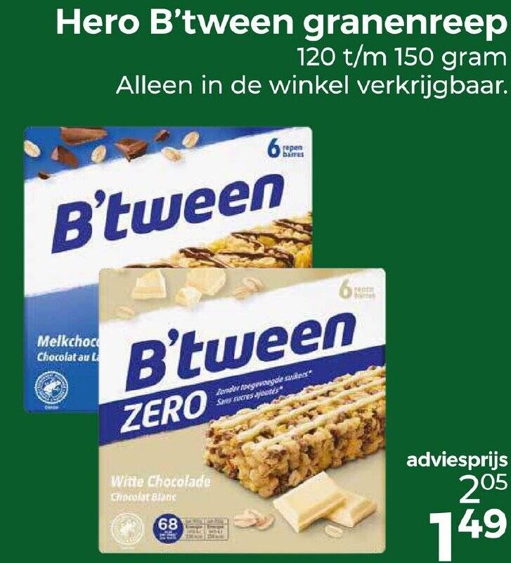 Hero B'tween granenreep 120-150 g aanbieding bij Trekpleister