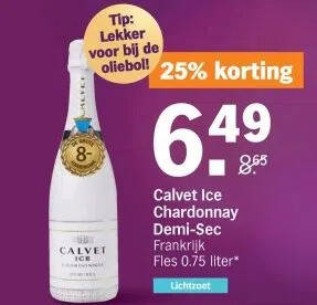 Calvet ice chardonnay demi-sec frankrijk 0,75 l aanbieding bij Albert Heijn