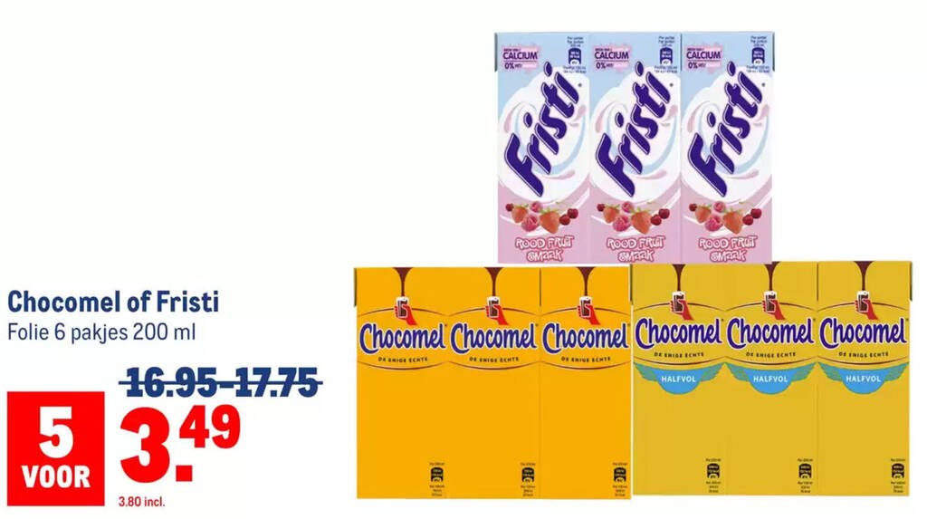 Chocomel of Fristi 200 ml aanbieding bij Makro