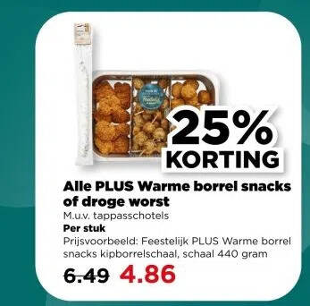 Alle PLUS Warme borrel snacks of droge worst aanbieding bij PLUS