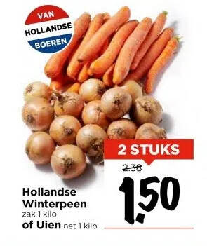 Hollandse Winterpeen zak 1 kilo of Uien net 1 kilo aanbieding bij Vomar ...