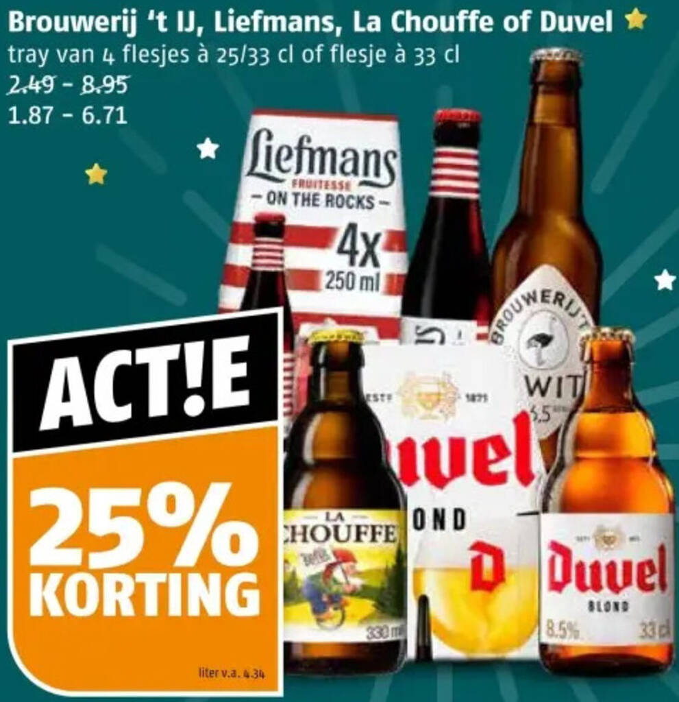 Brouwerij 't IJ, Liefmans, La Chouffe of Duvel 25-33 cl aanbieding bij ...