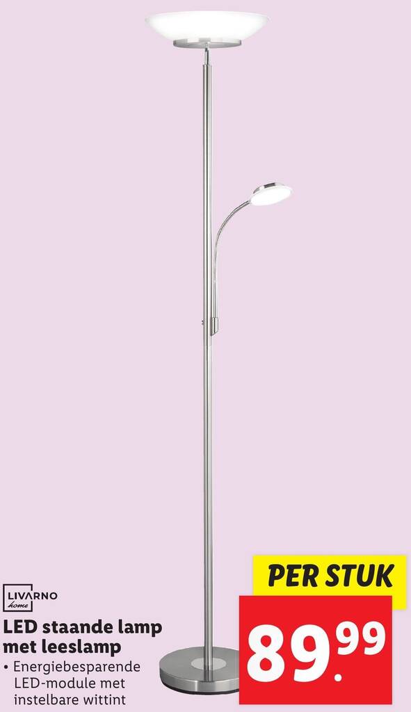 LIVARNO home LED staande lamp met leeslamp aanbieding bij Lidl