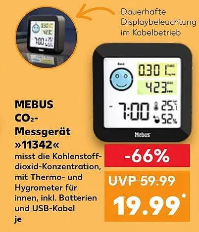 MEBUS CO2- Messgerät >>11342 aanbieding bij Kaufland DE