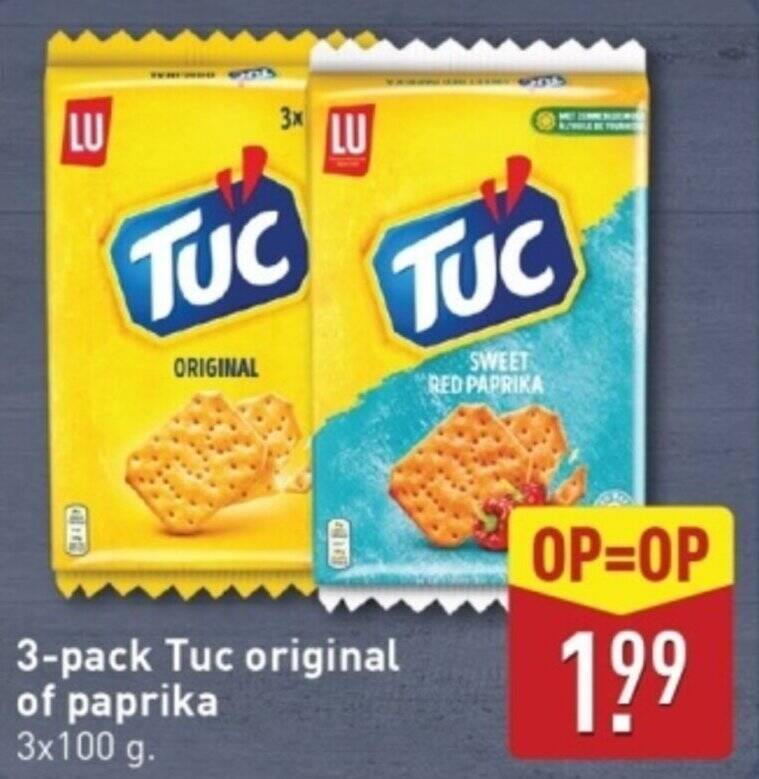 3-pack tuc original of paprika 3x100 g aanbieding bij ALDI