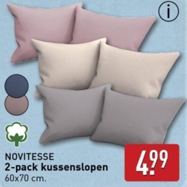 Novitesse 2 pack kussenslopen 60x70 cm aanbieding bij ALDI