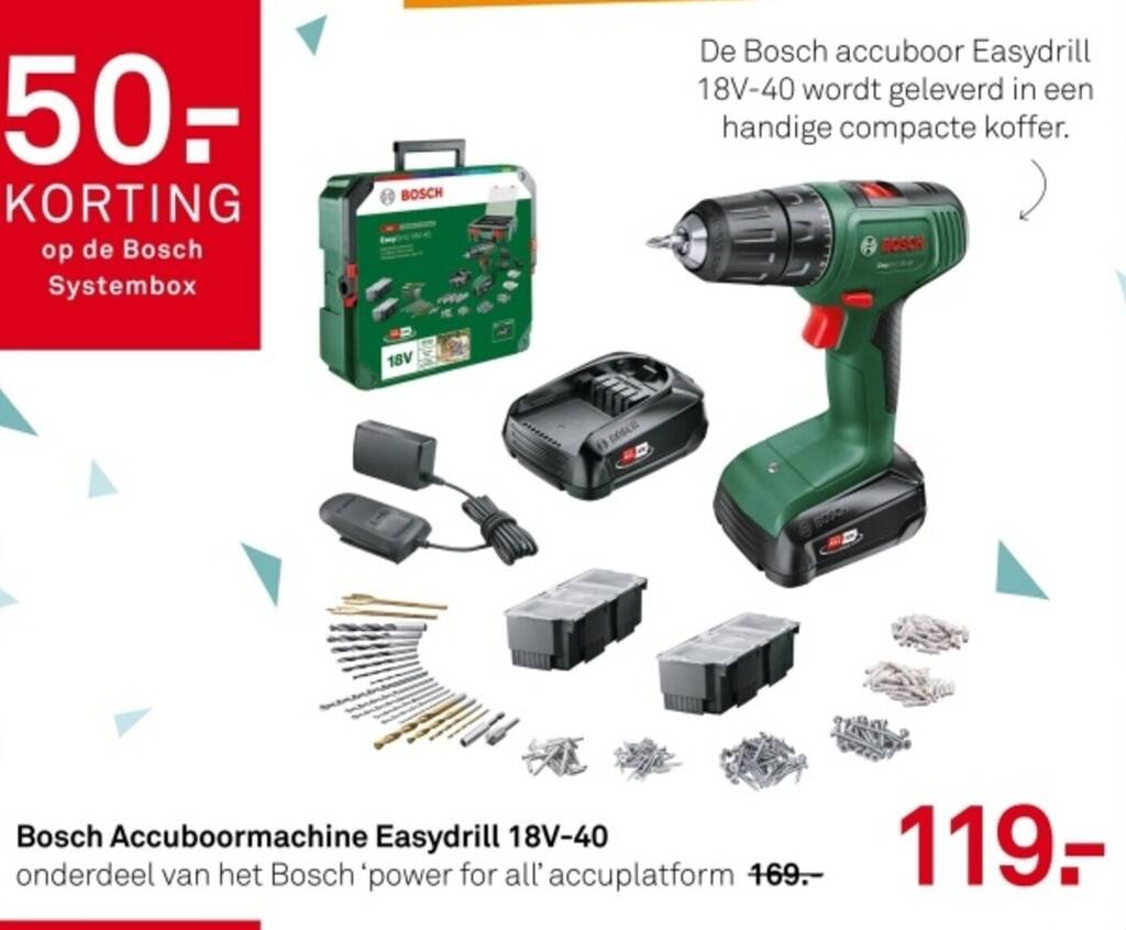Bosch Accuboormachine Easydrill 18V-40 aanbieding bij Karwei