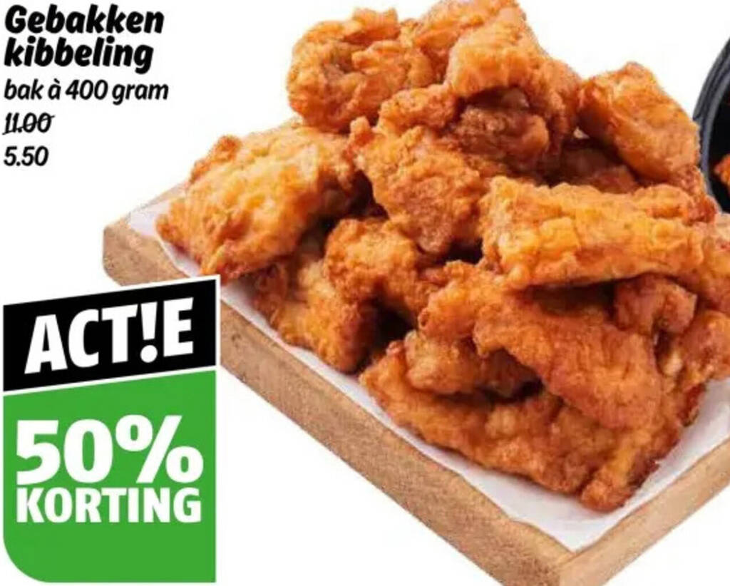 Gebakken kibbeling 400 gram aanbieding bij Poiesz