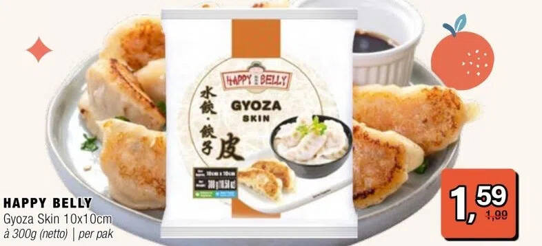 HAPPY BELLY Gyoza Skin 10x10cm à 300g (netto) per pak aanbieding bij ...